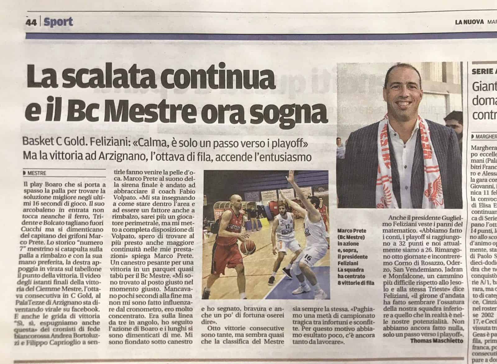La scalata continua e il Bc Mestre ora sogna. - Basket Mestre